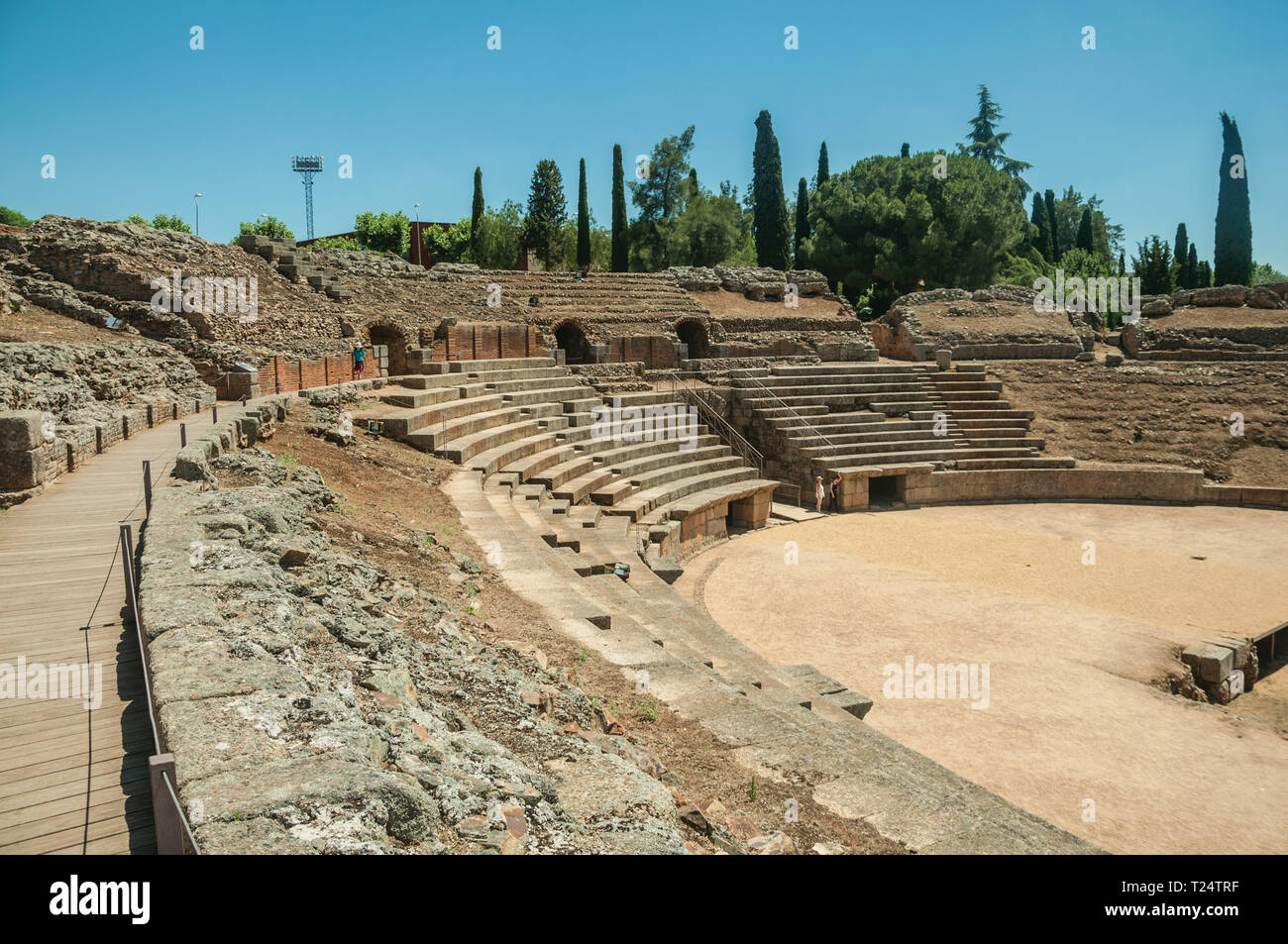 Stone bleachers and arena in the Roman Amphitheater at the ...