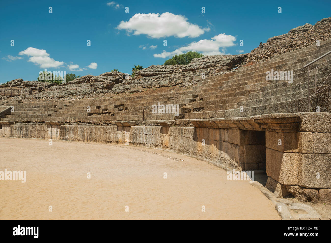 Stone bleachers and arena in the Roman Amphitheater at the ...
