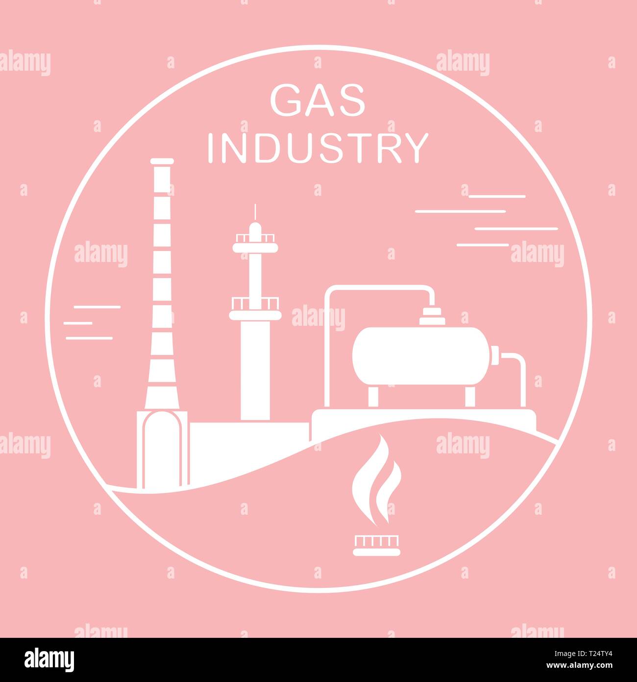 Vector illustration with equipment for gas production. Gas industry ...