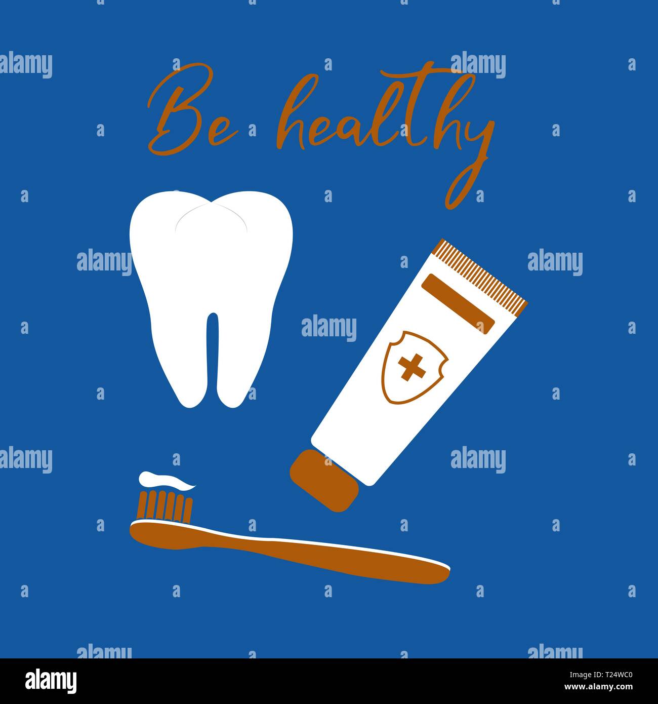Vector illustration with tooth, toothbrush, toothpaste. Dental clinic ...