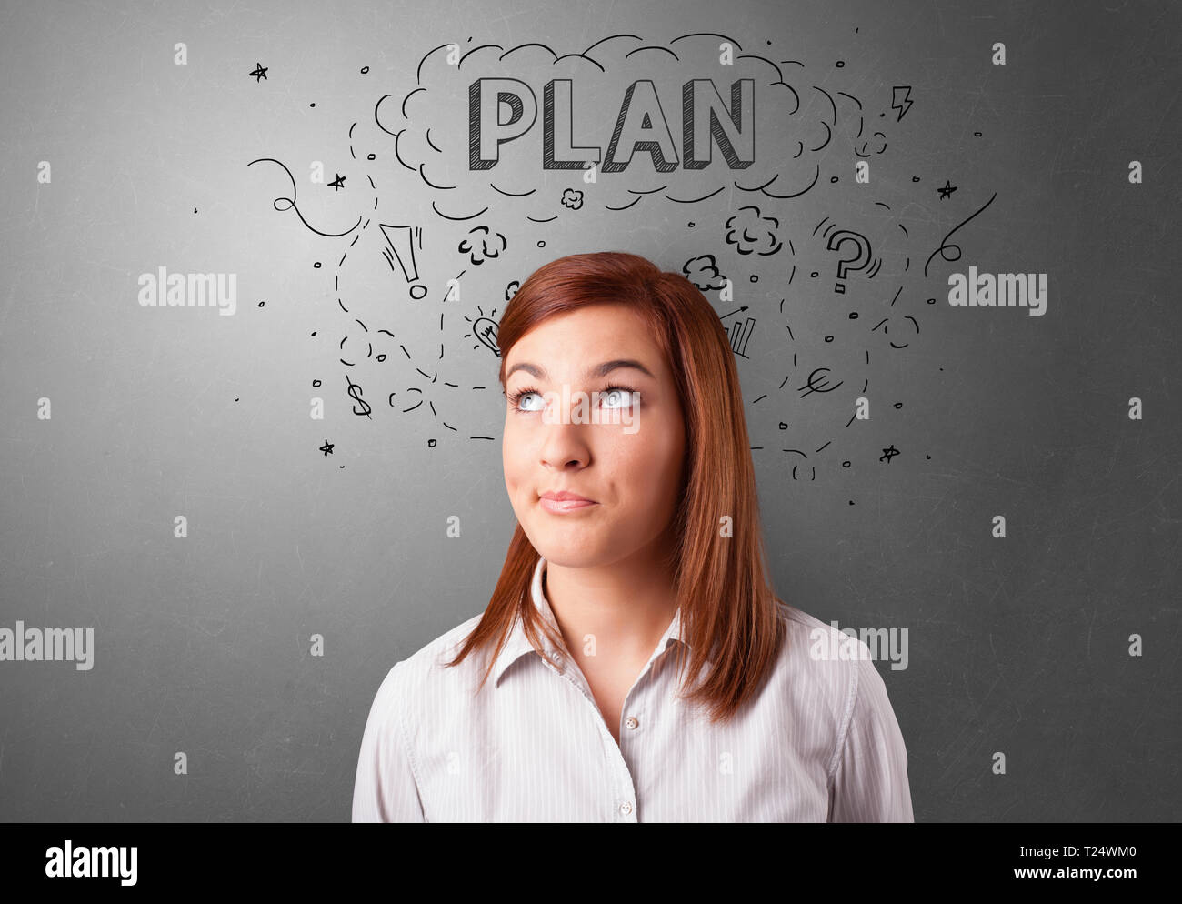 Young pretty person looking forward to success Stock Photo - Alamy