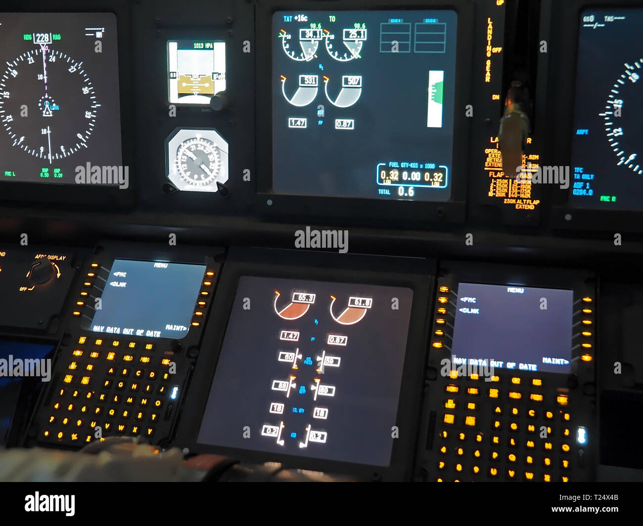 Cockpit of a Boeing 737 flight simulator in Moenchengladbach, Germany ...