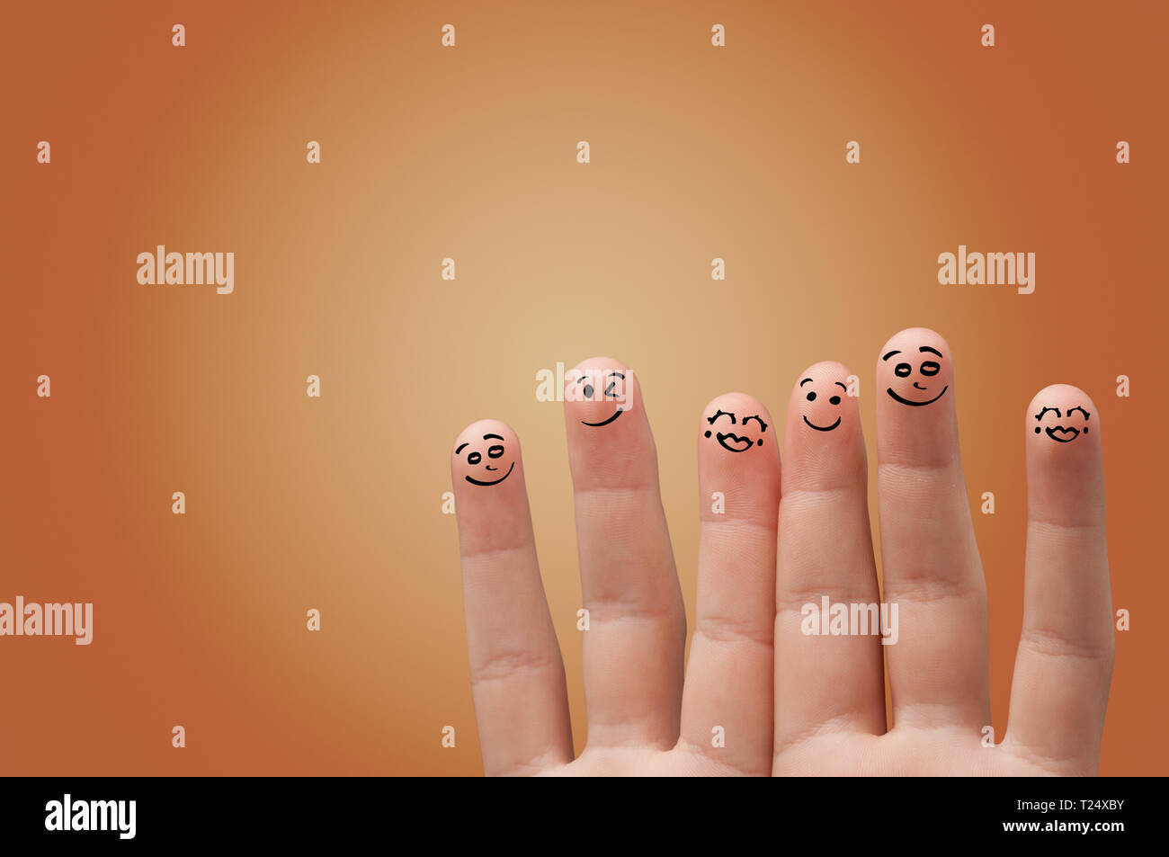 Cute smiley fingers loving and hugging each other Stock Photo - Alamy