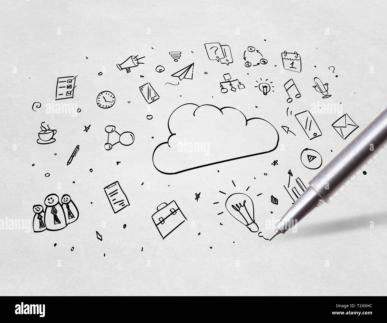 Pencil drawing online task management concept Stock Photo - Alamy