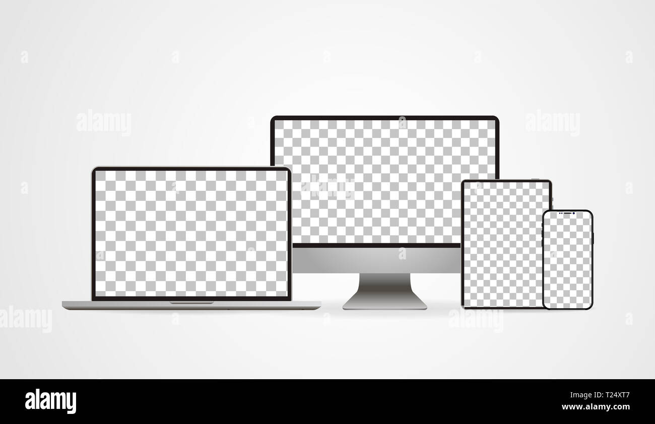 Set of realistic devices mockups computer hi-res stock photography and ...