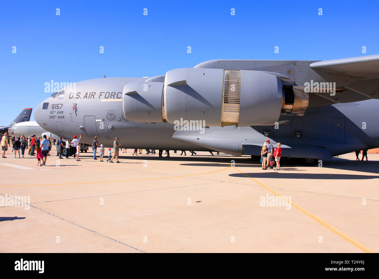 A USAF Lockheed C-17 Globemaster heavy cargo plane on display at Davis ...