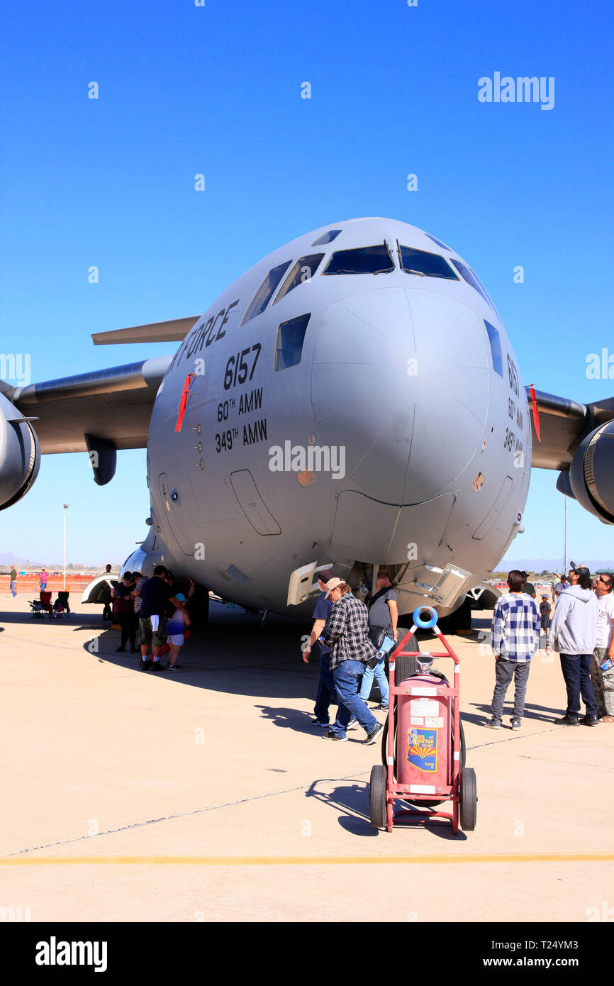 A USAF Lockheed C-17 Globemaster heavy cargo plane on display at Davis ...