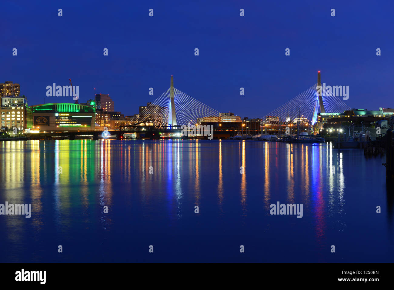 Boston TD Banknorth Garden arena and Zakim Bunker Hill Bridge, viewed ...