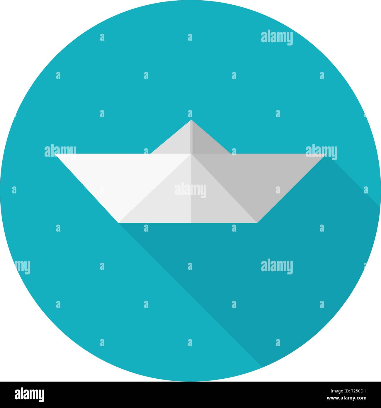 Flat Design Icon. Paper Boat on Blue Round Background. Vector ...