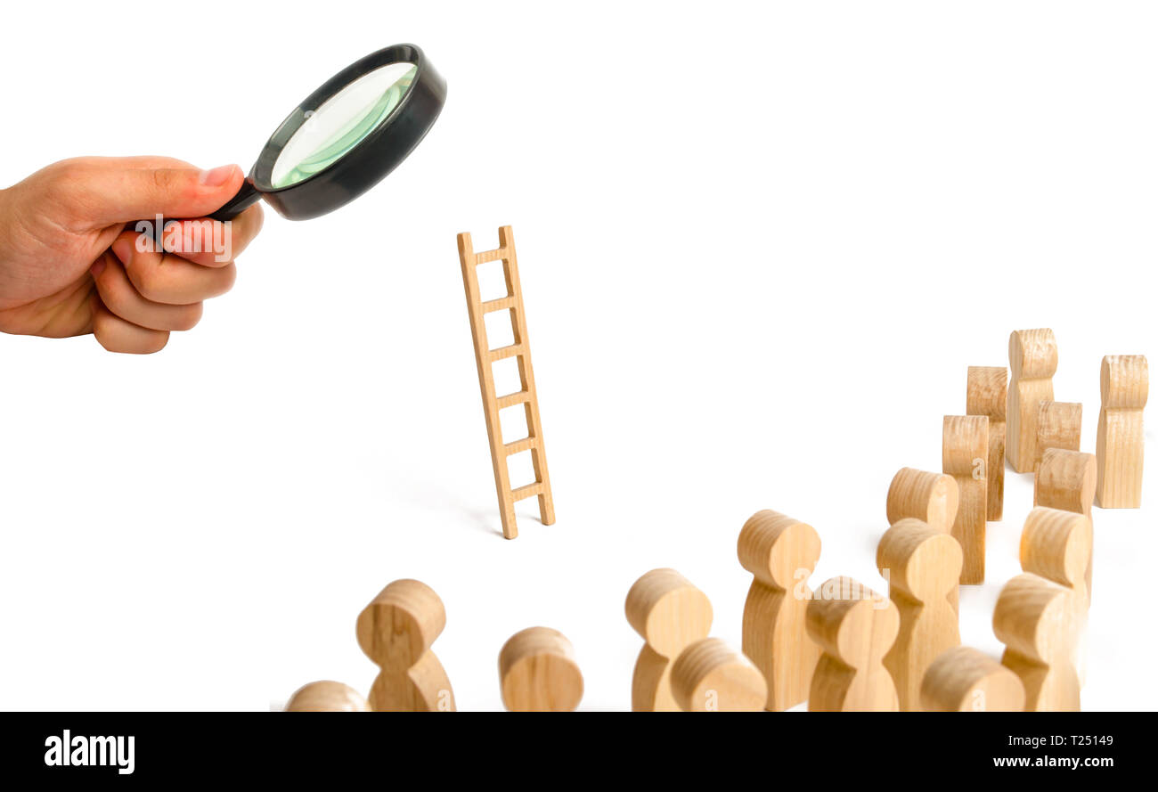 Magnifying glass is looking at the group of people looking at the ...