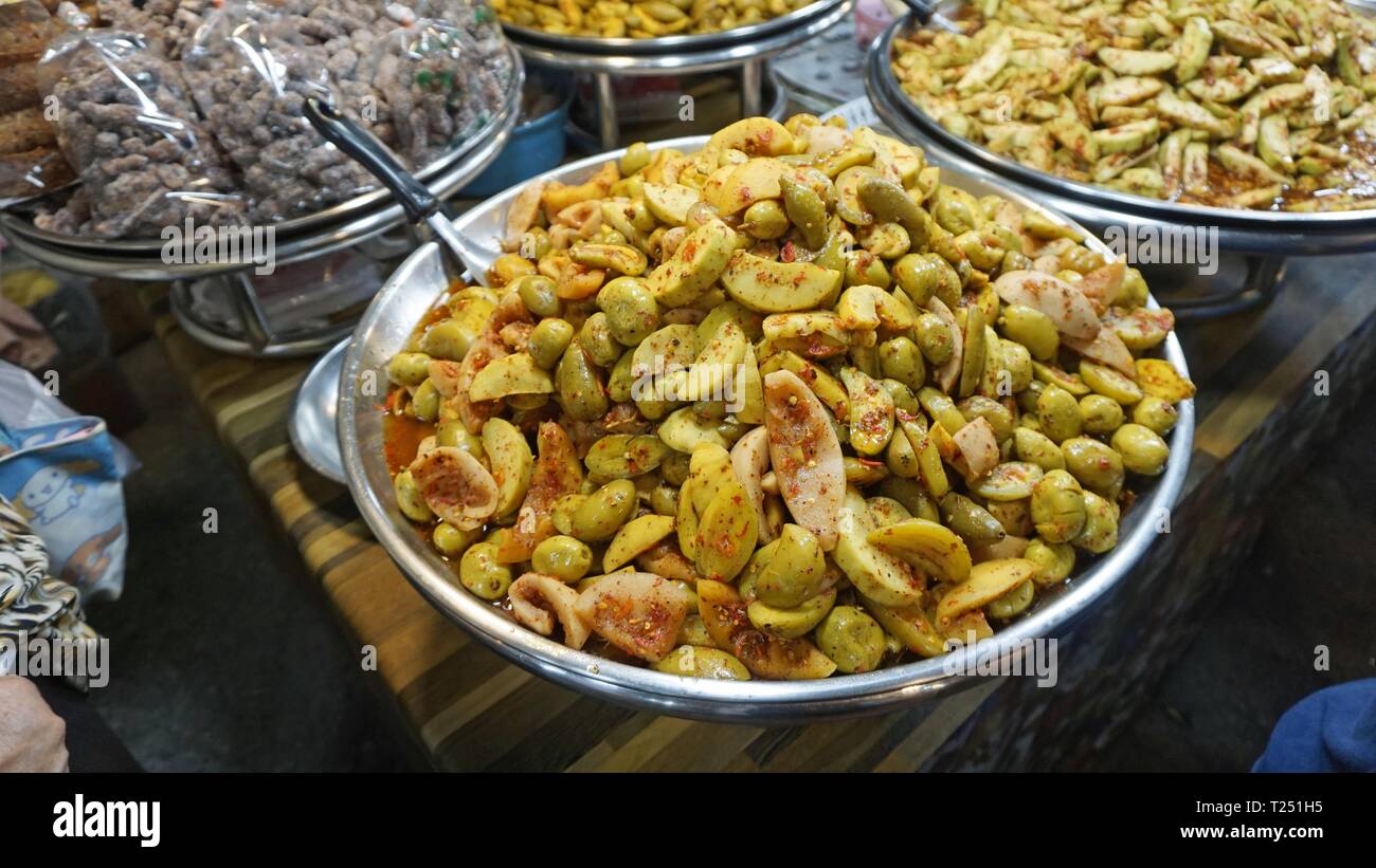 fresh food on traditional asian food market Stock Photo - Alamy