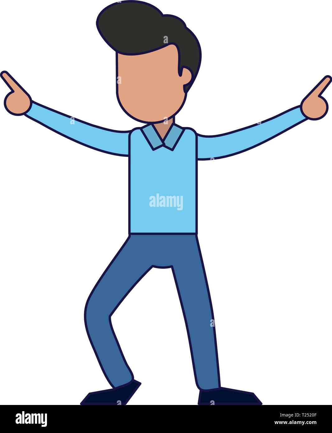 Man dancing and smiling cartoon blue lines Stock Vector Image & Art - Alamy