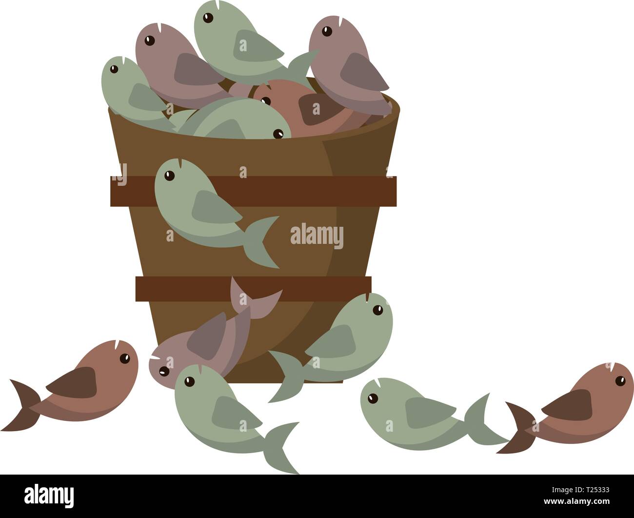 Fishes in bucket cartoon Stock Vector Image & Art - Alamy