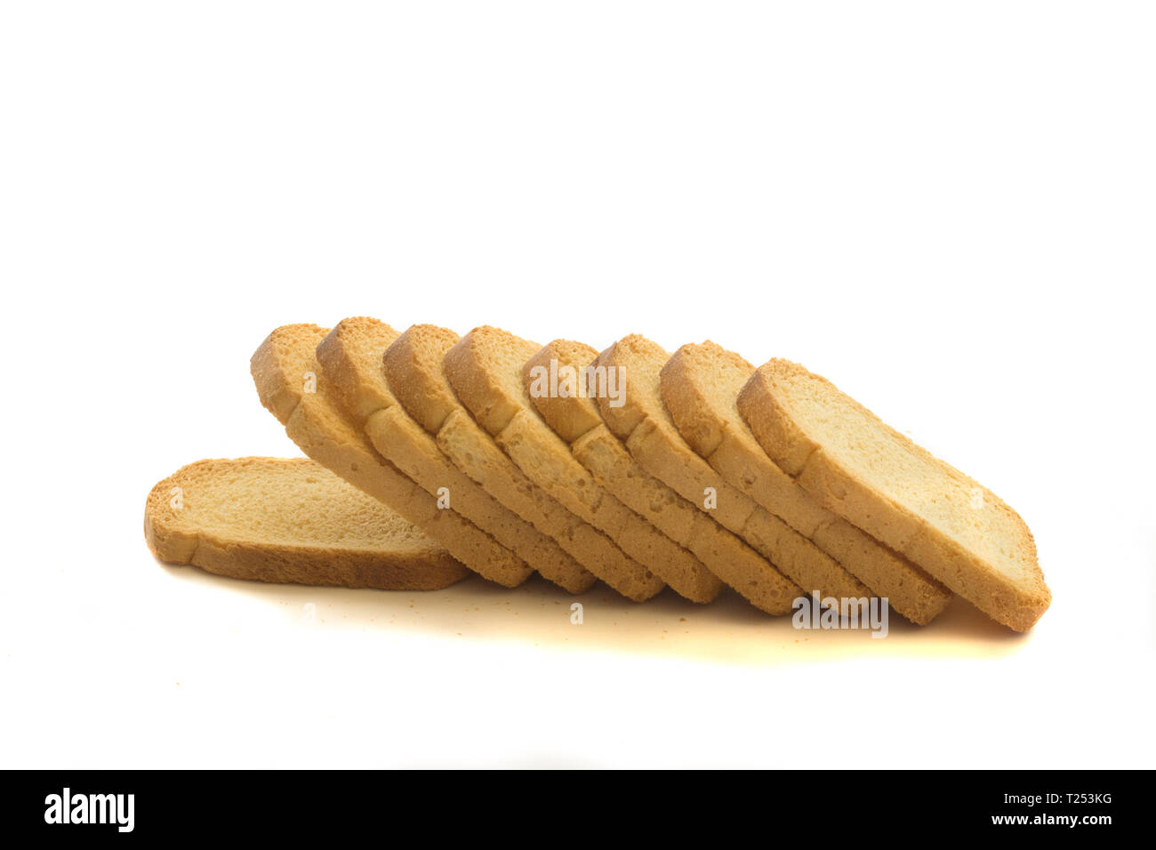 Crispy toast rusk isolated on a white background Stock Photo - Alamy