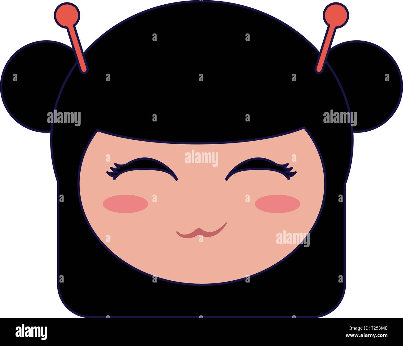 Japanese girl face cartoon blue lines Stock Vector Image & Art - Alamy