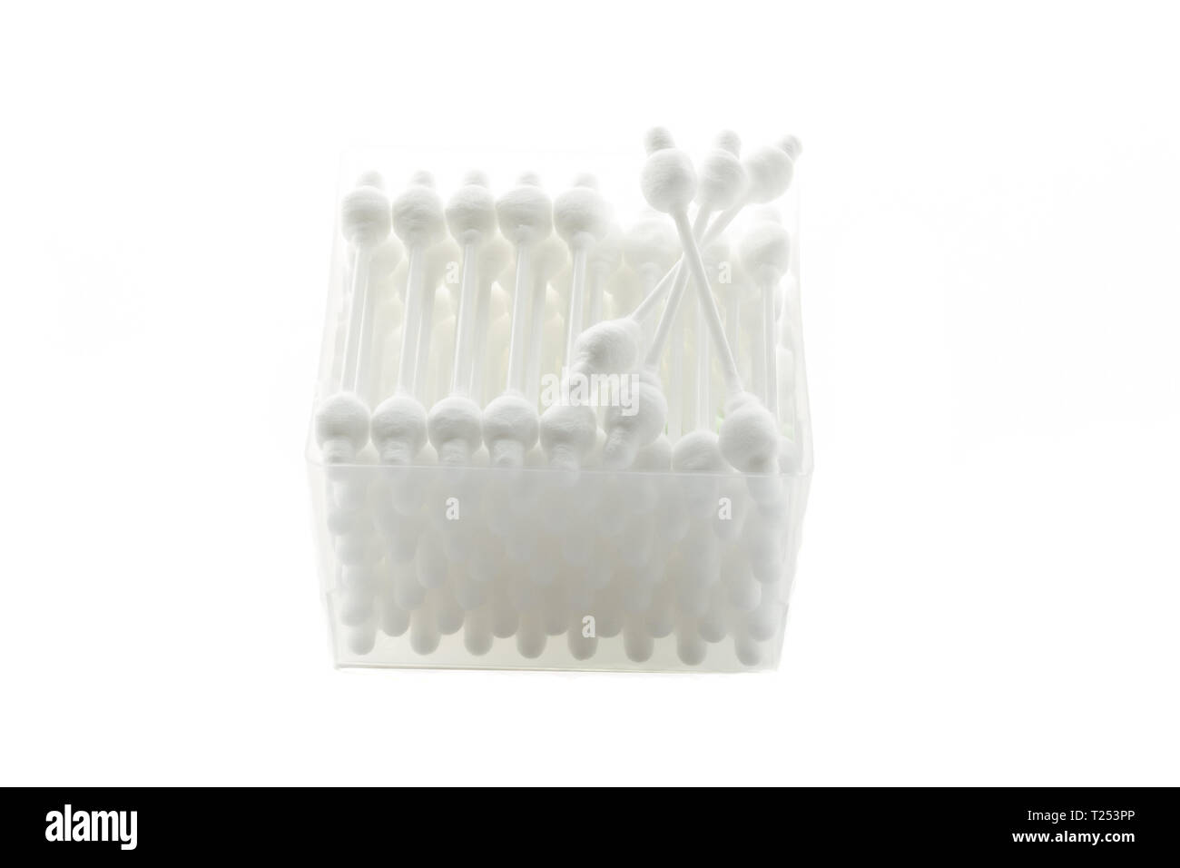 White Cotton sticks in a package isolated on white background. Hygienic ...