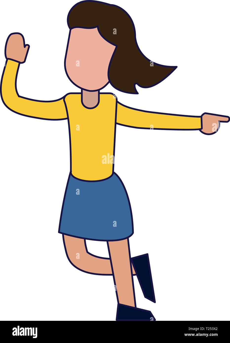 Woman dancing and smiling cartoon blue lines Stock Vector Image & Art ...