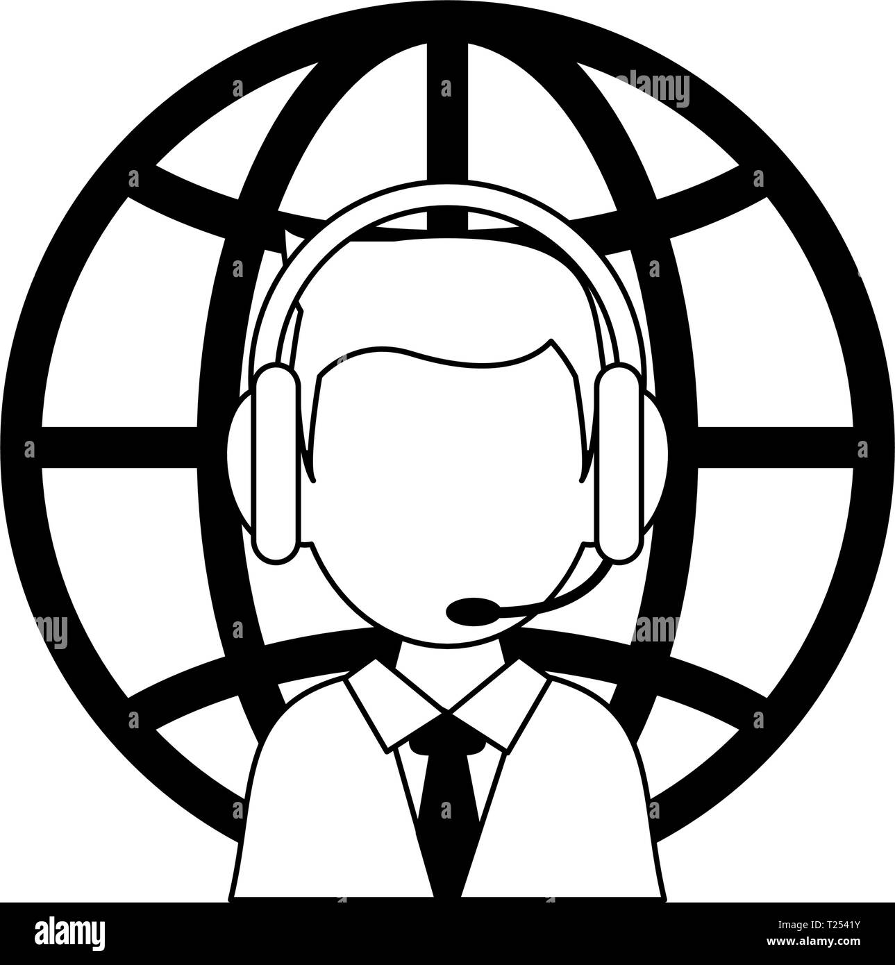 Call center customer service black and white Stock Vector Image & Art ...