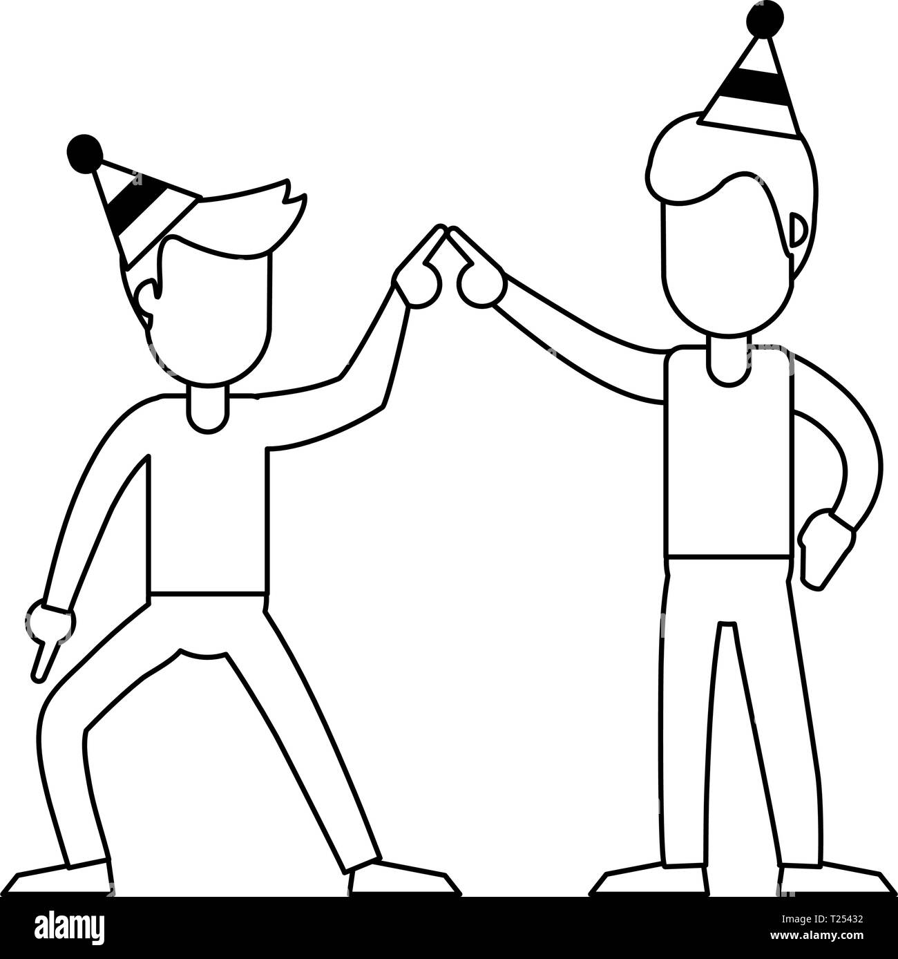 Friends in birthday party black and white Stock Vector Image & Art - Alamy