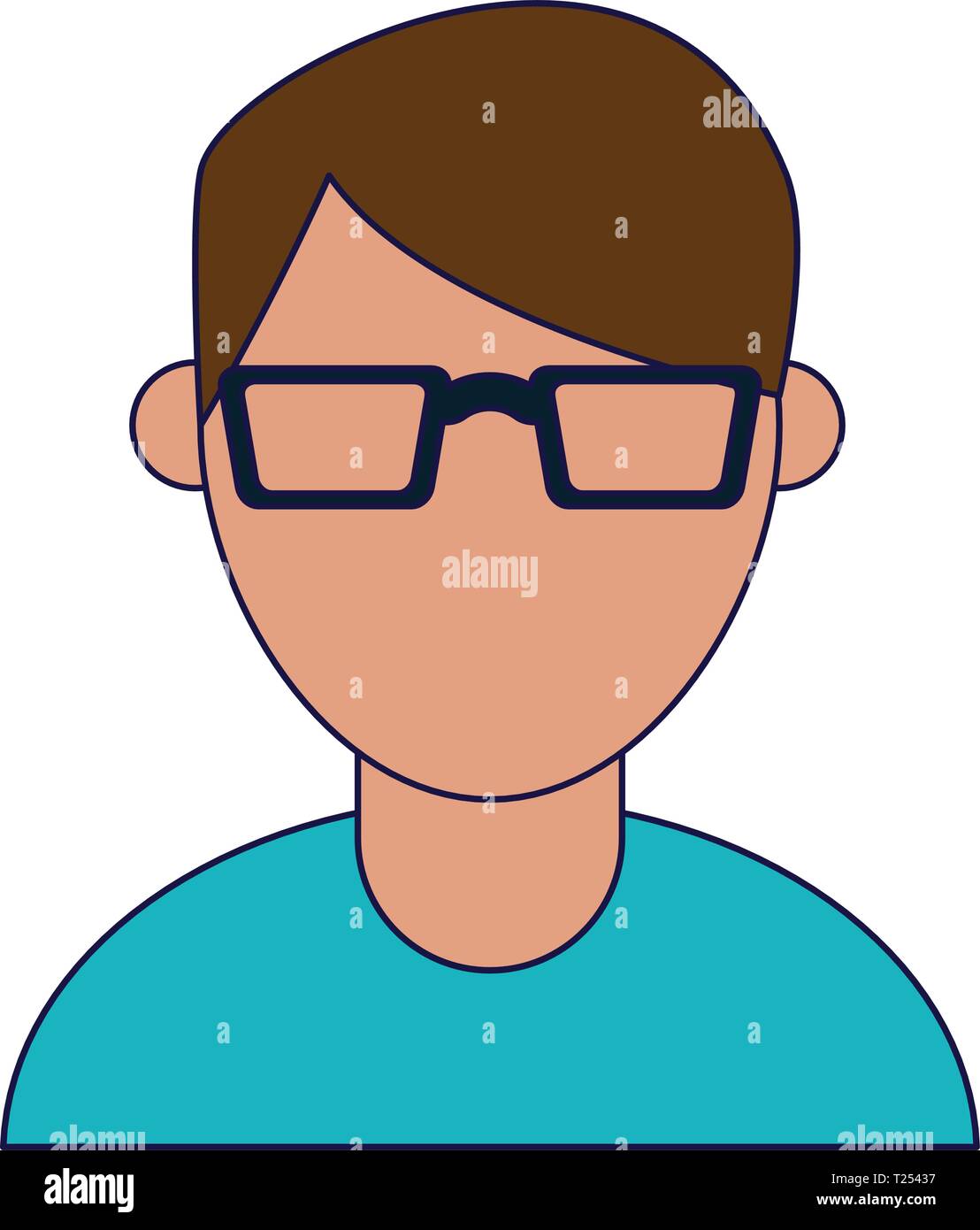 Man with glasses faceless avatar profile blue lines Stock Vector Image ...