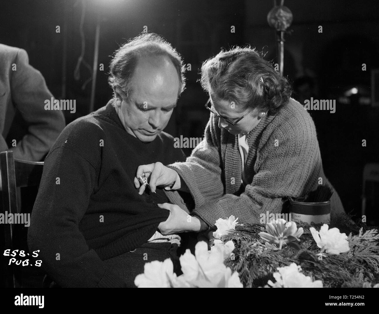 No Trees in the Street (1958) Liam Redmond having his costume repaired ...