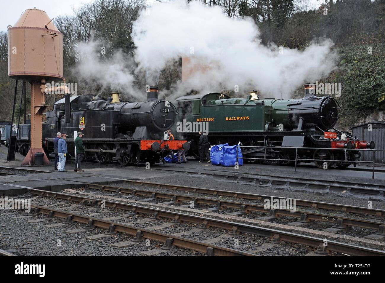 Great Western Tank steam locomotives 5619 and 4144 at Bewdley Station ...