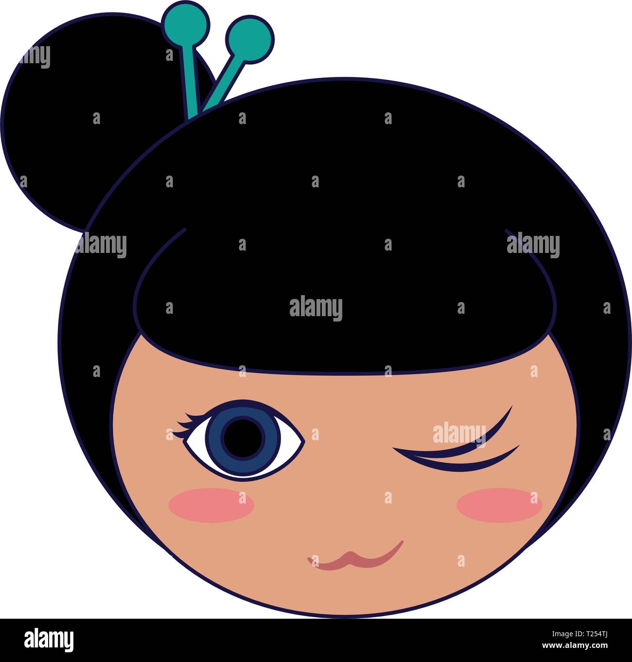 Japanese girl face cartoon blue lines Stock Vector Image & Art - Alamy