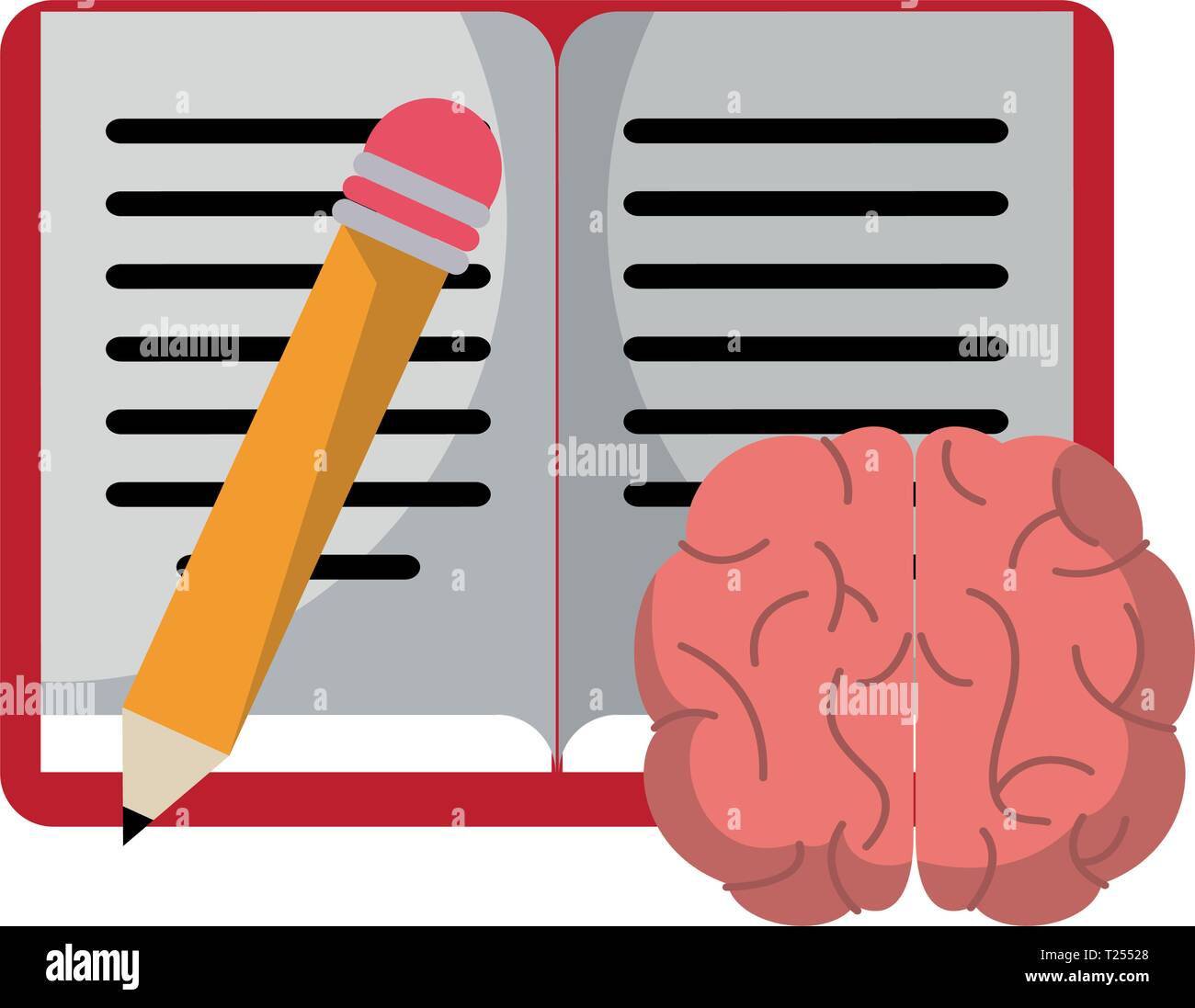 Book and pencil with brain cartoon Stock Vector Image & Art - Alamy