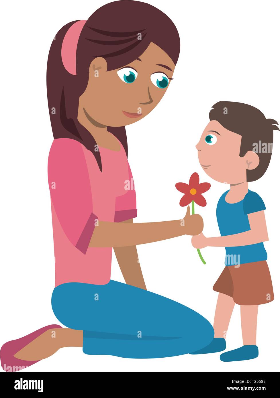 Single mother with kid Stock Vector Image & Art - Alamy