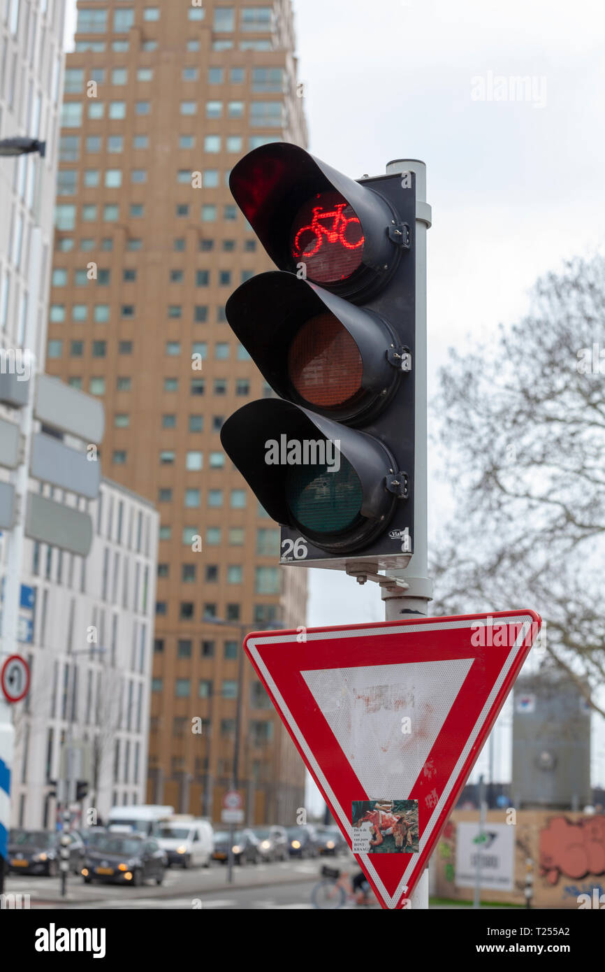 Danger bike track sign hi-res stock photography and images - Alamy