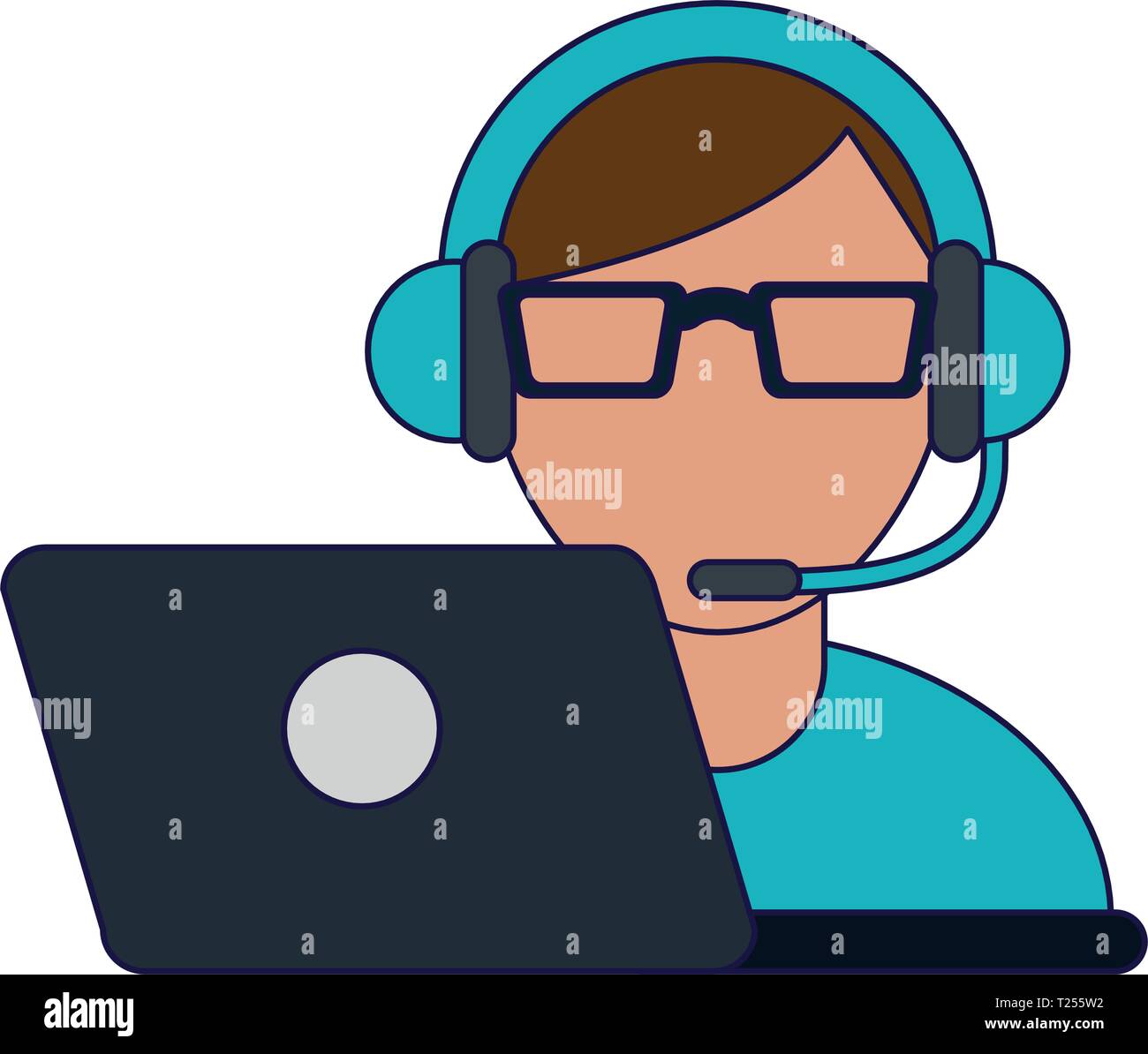 Call center customer service blue lines Stock Vector Image & Art - Alamy