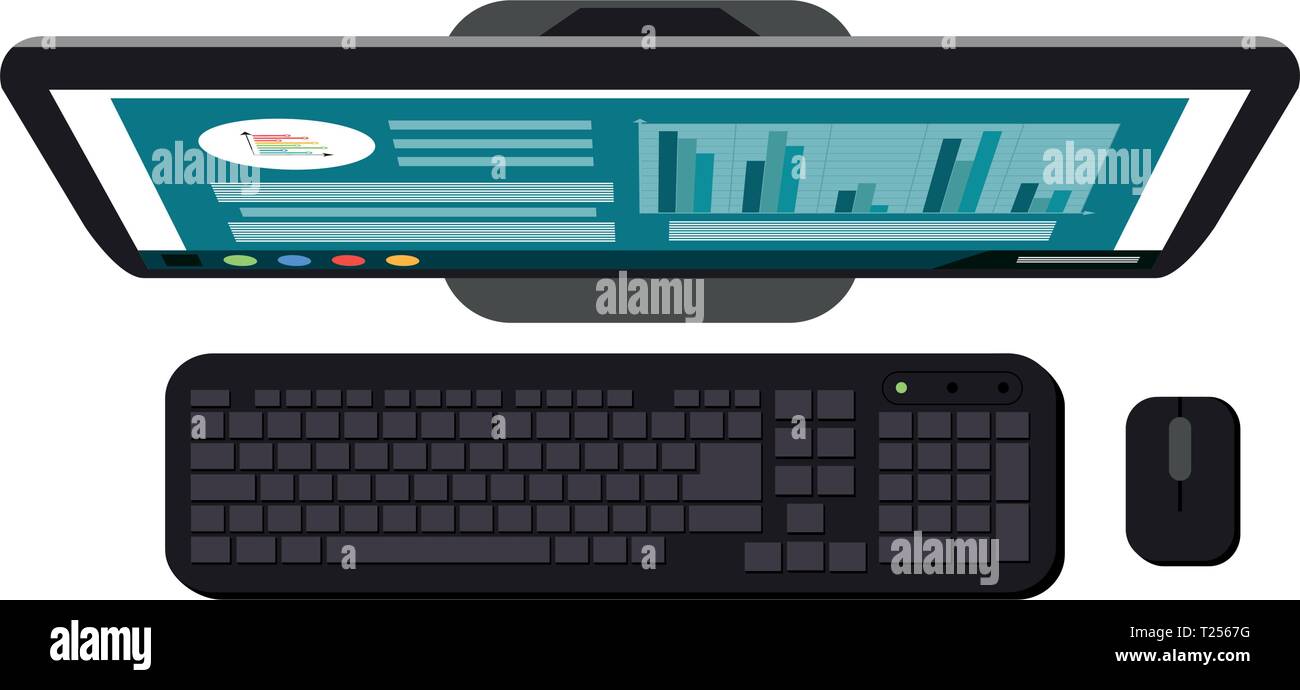 Computer with keyboard and mouse topview Stock Vector Image & Art - Alamy