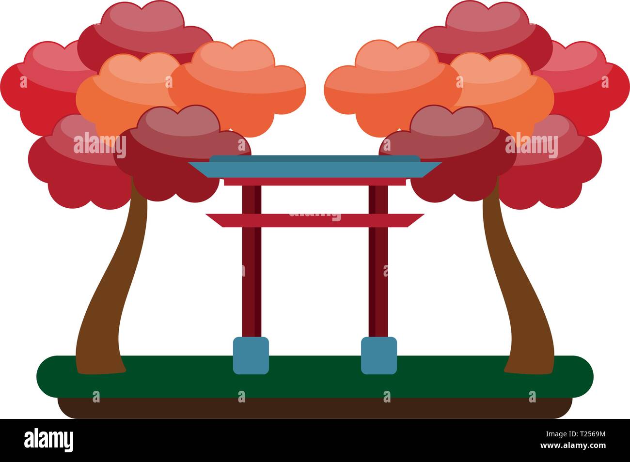 Japanese gate with trees Stock Vector Image & Art - Alamy