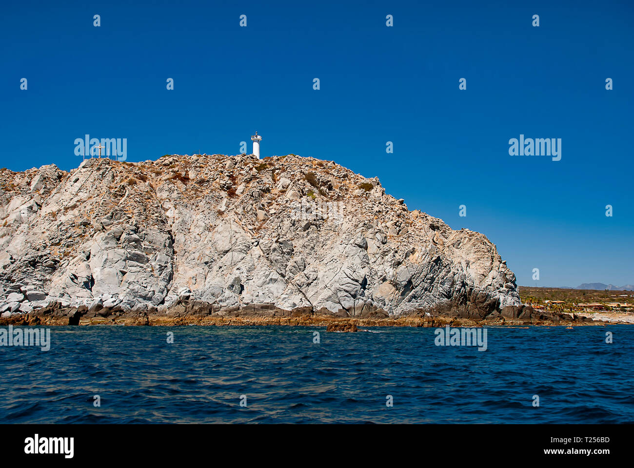 Tall cliffs along the coast near Cabo San Lucas in Baja California ...