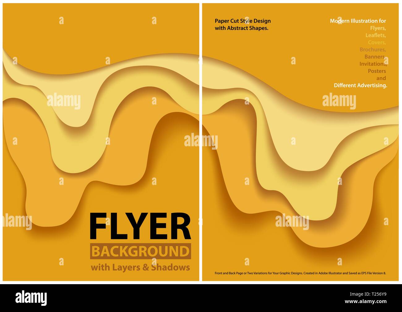 Modern Flyer Paper Cut Style Design with Yellow Layers Stock Vector ...