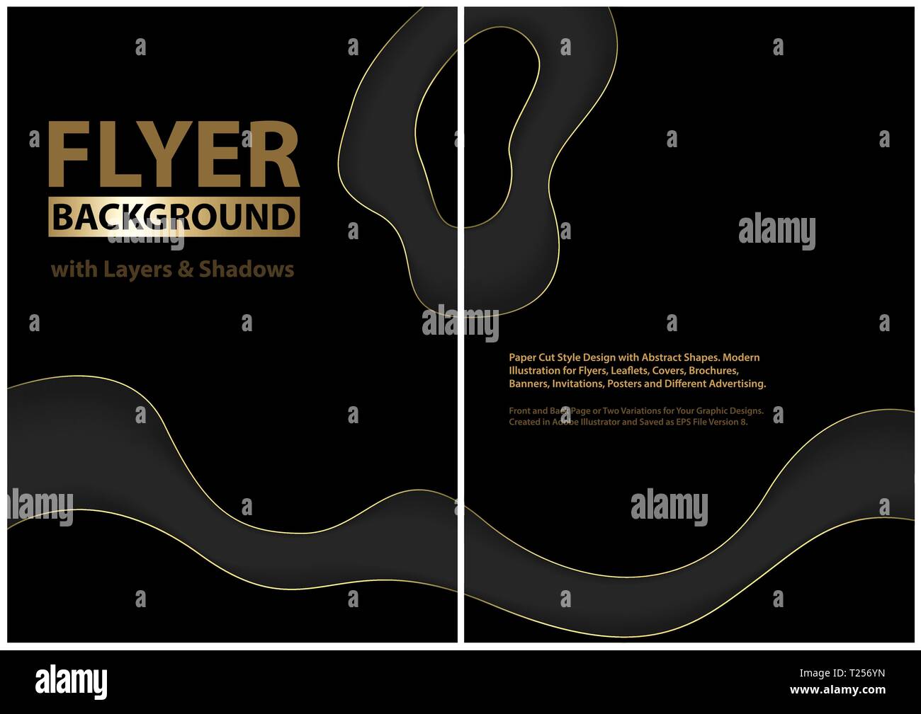 Modern Flyer Design with Black Layers and Golden Edges Stock Vector ...