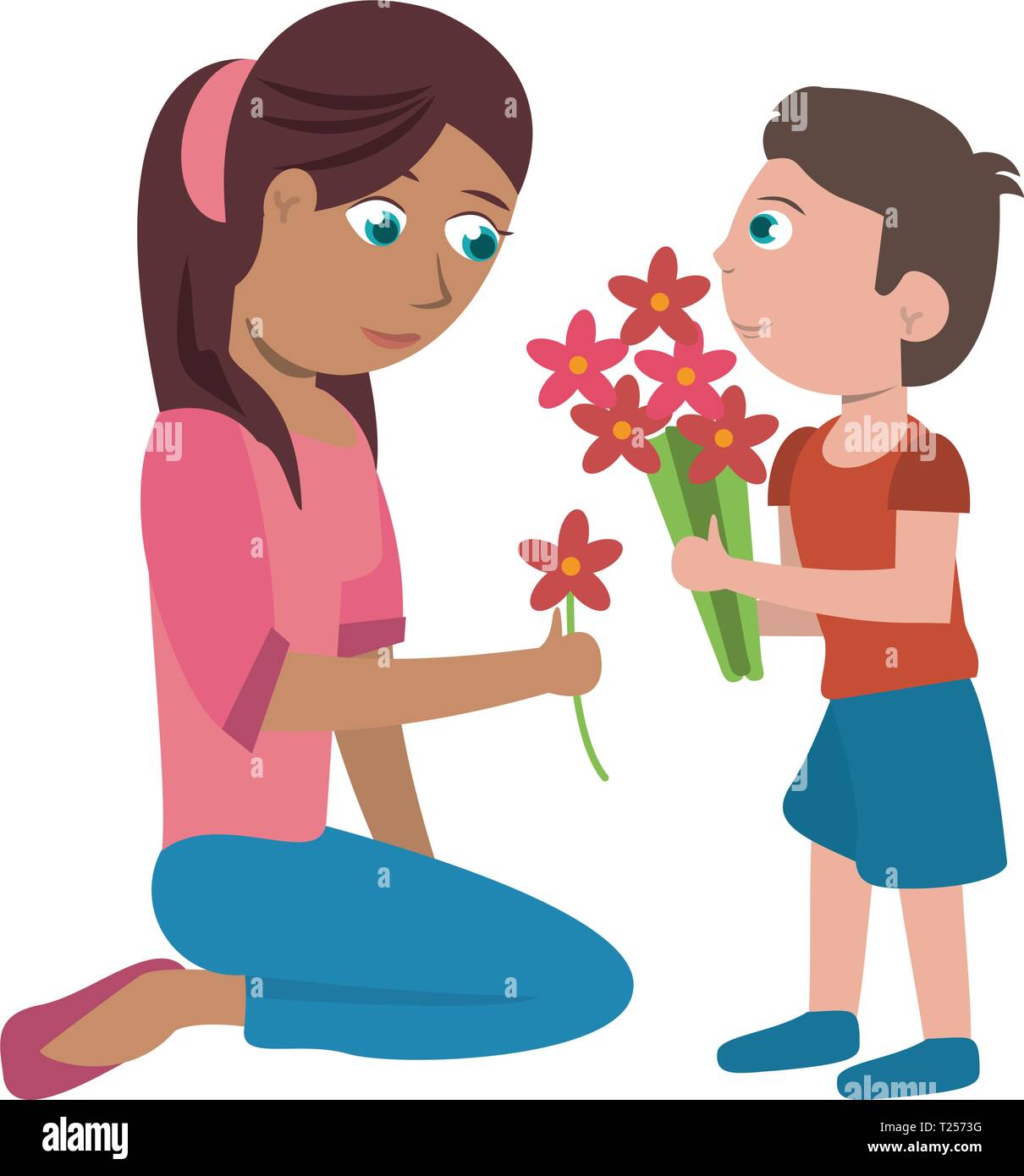 Single mother with kid Stock Vector Image & Art - Alamy