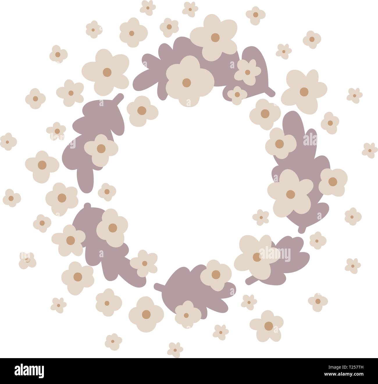 Round beige spring floral borders vector wreath Stock Vector Image ...
