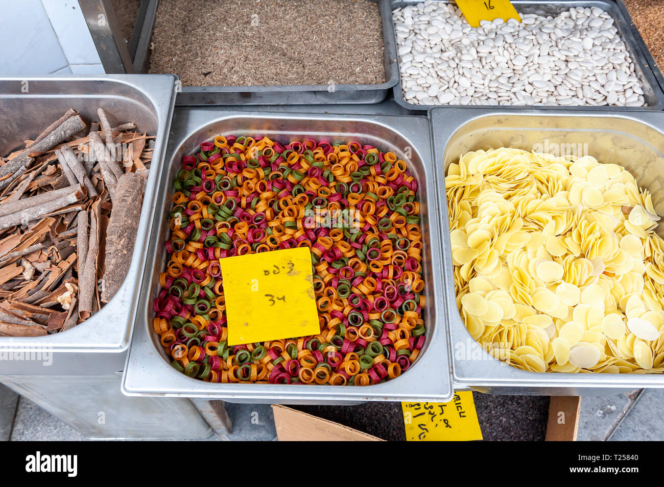 Israel, Tel Aviv-Yafo - 29 March 2019: Chips sold in shuk Levinsky ...