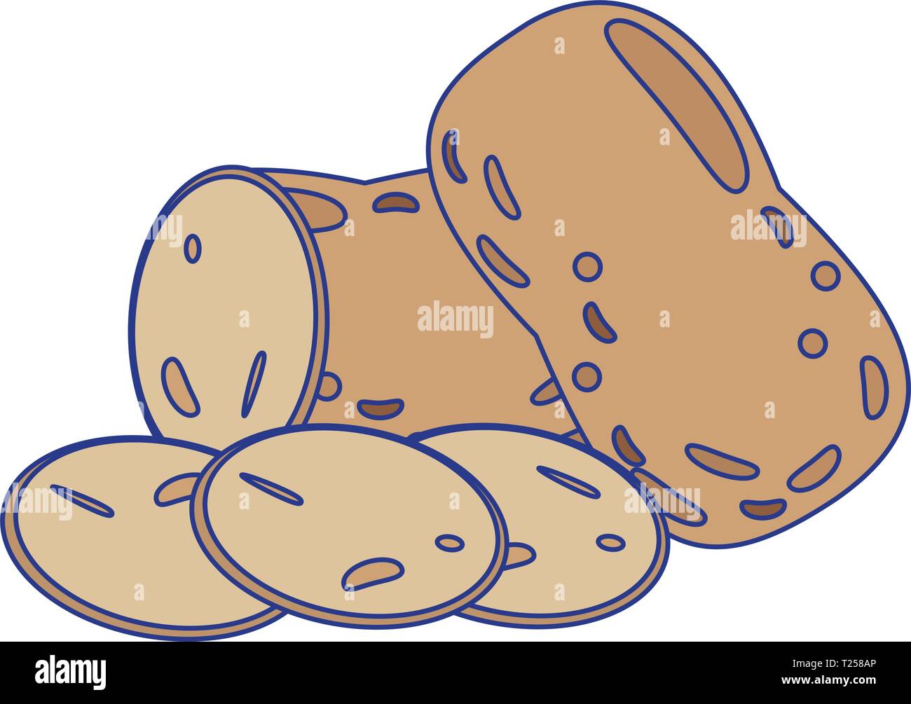Potatos vegetables cartoon blue lines Stock Vector Image & Art - Alamy