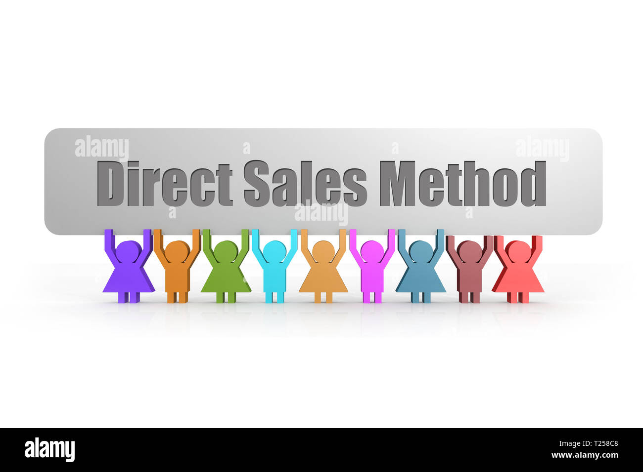 Direct Sales Method word on a banner hold by group of puppets, 3D ...