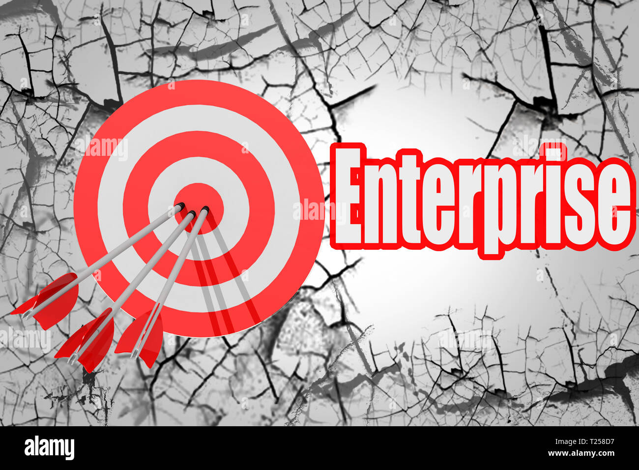 Enterprise word with red arrow and board, 3D rendering Stock Photo - Alamy