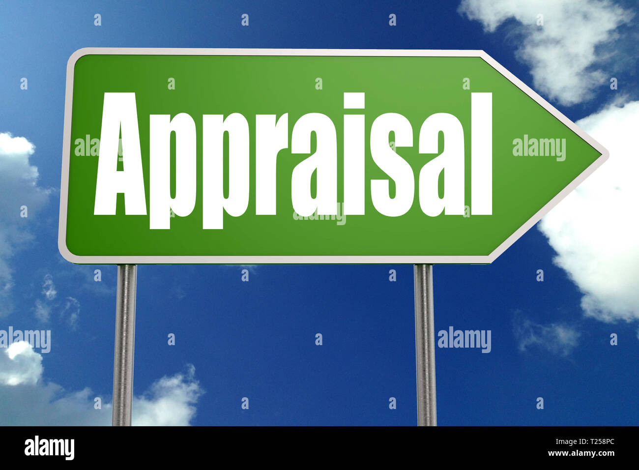 Appraisal word on green road sign, 3D rendering Stock Photo - Alamy