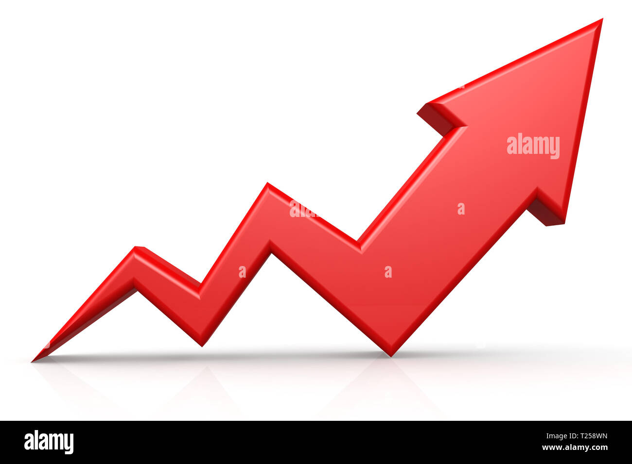 Red up growing arrow isolated on white background, 3D rendering Stock ...