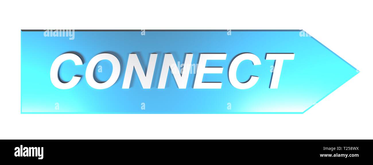 CONNECT on blue arrow - 3D rendering Stock Photo - Alamy