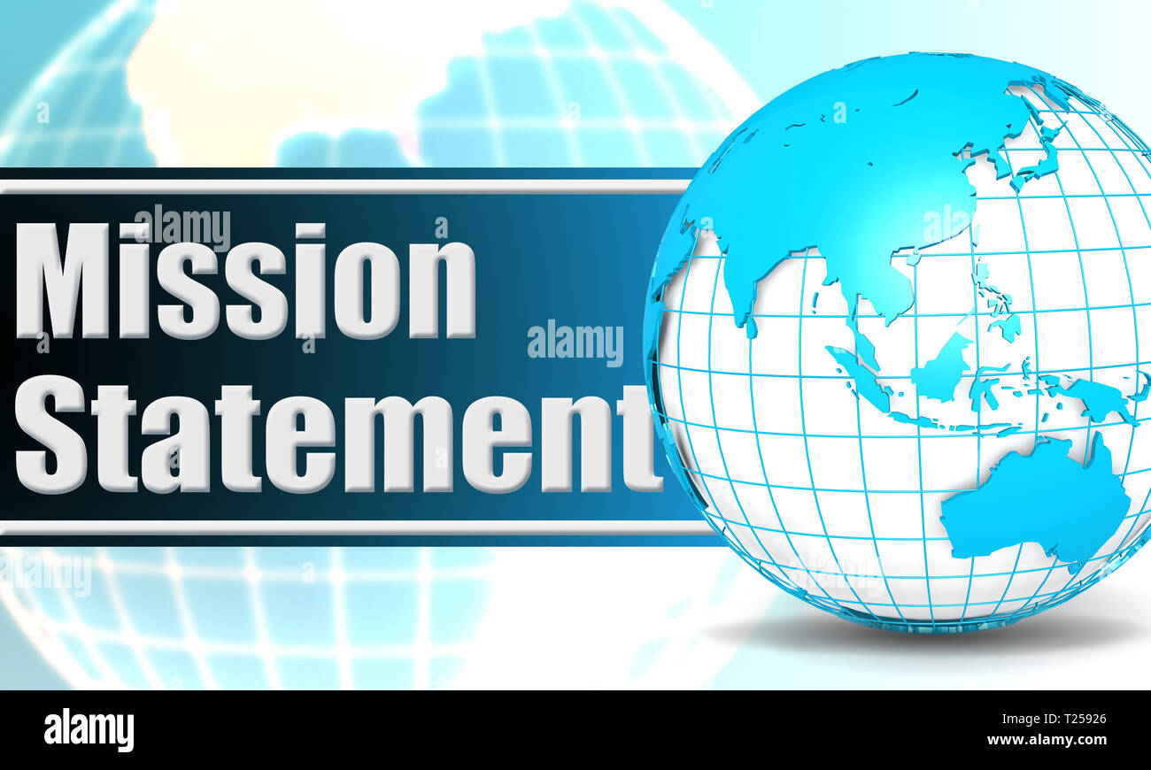 Mission statement with sphere globe with white background, 3d rendering ...