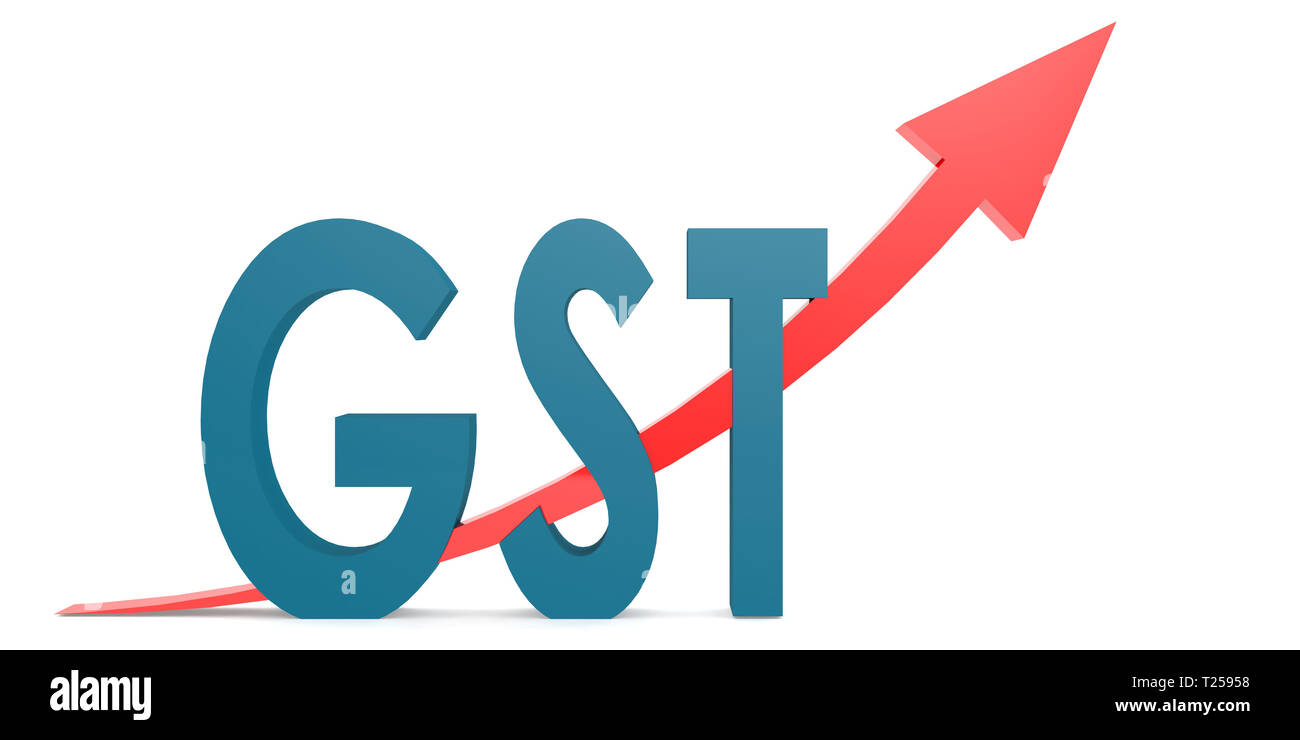GST word with red arrow up, 3D rendering Stock Photo - Alamy