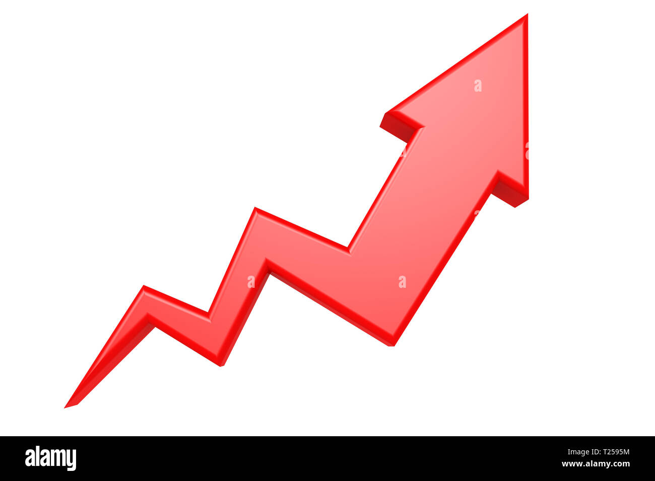 Red up growing arrow isolated on white background, 3D rendering Stock ...
