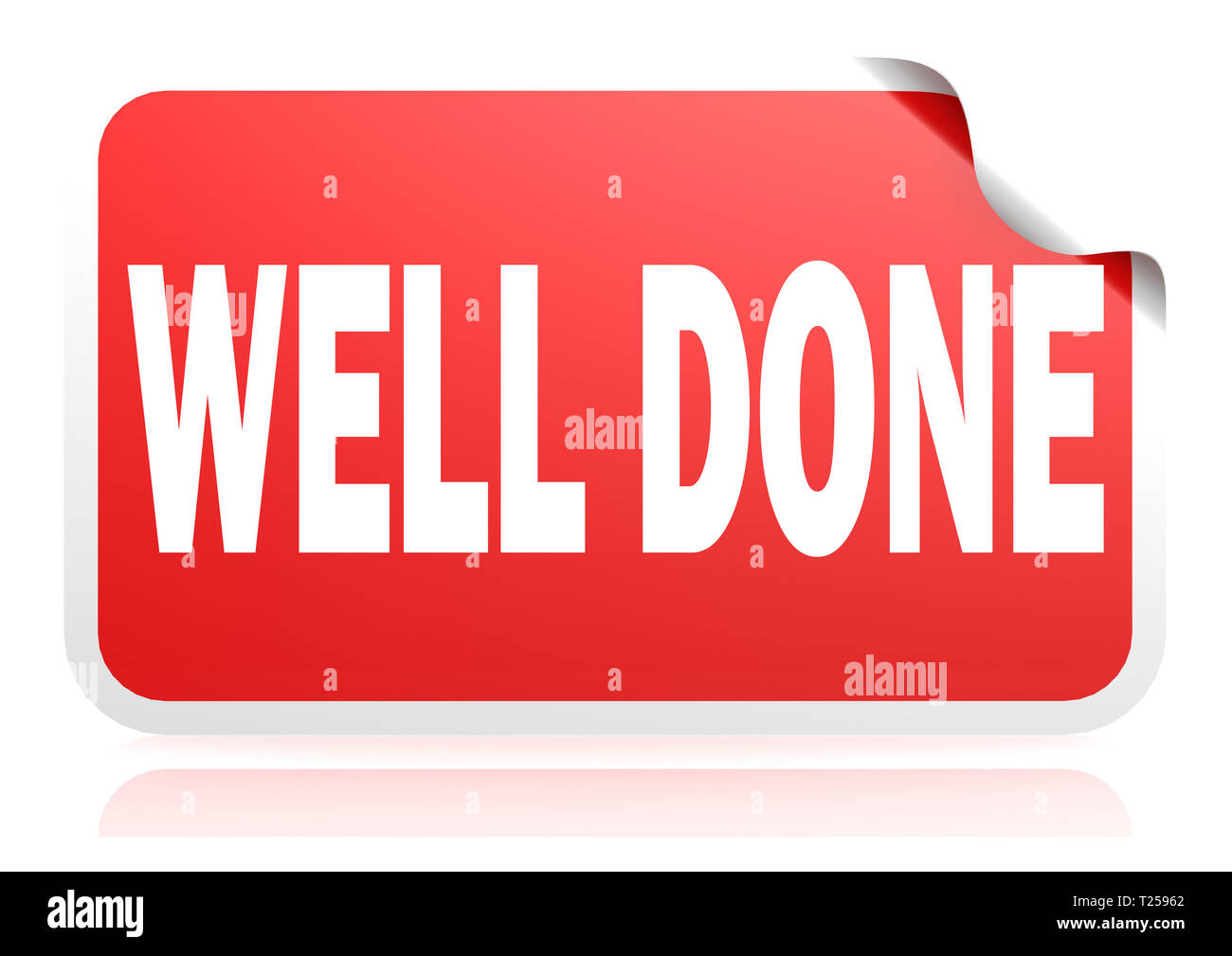 Well done red square banner, 3D rendering Stock Photo - Alamy