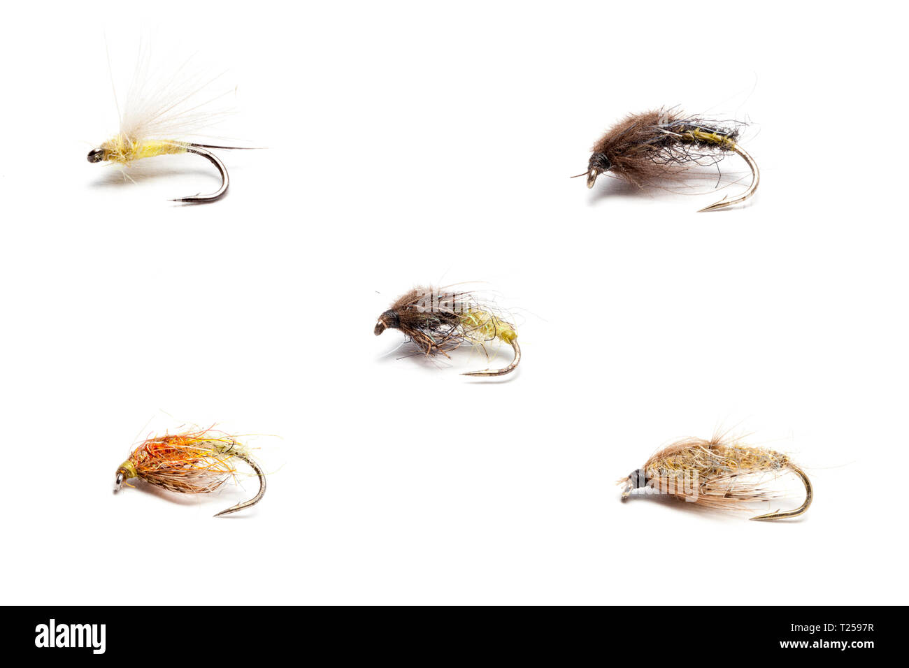 fly fishinig, fly tying hooks close up Stock Photo - Alamy